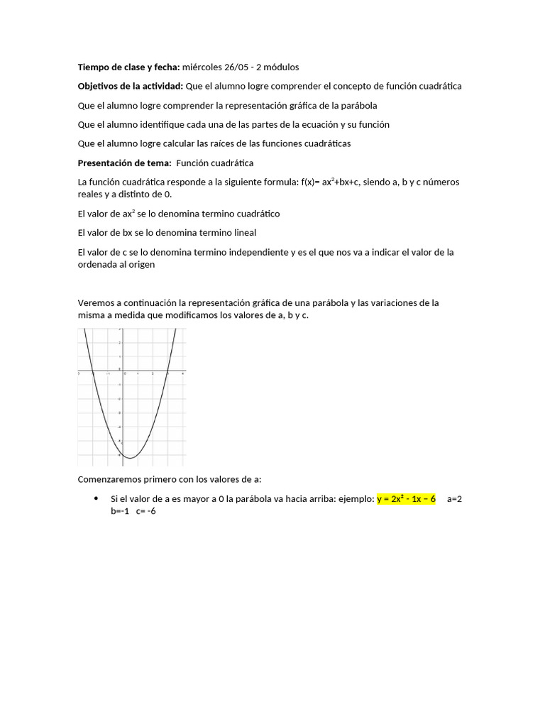 Funcion Cuadratica 1 | PDF | Matemáticas | Análisis matemático