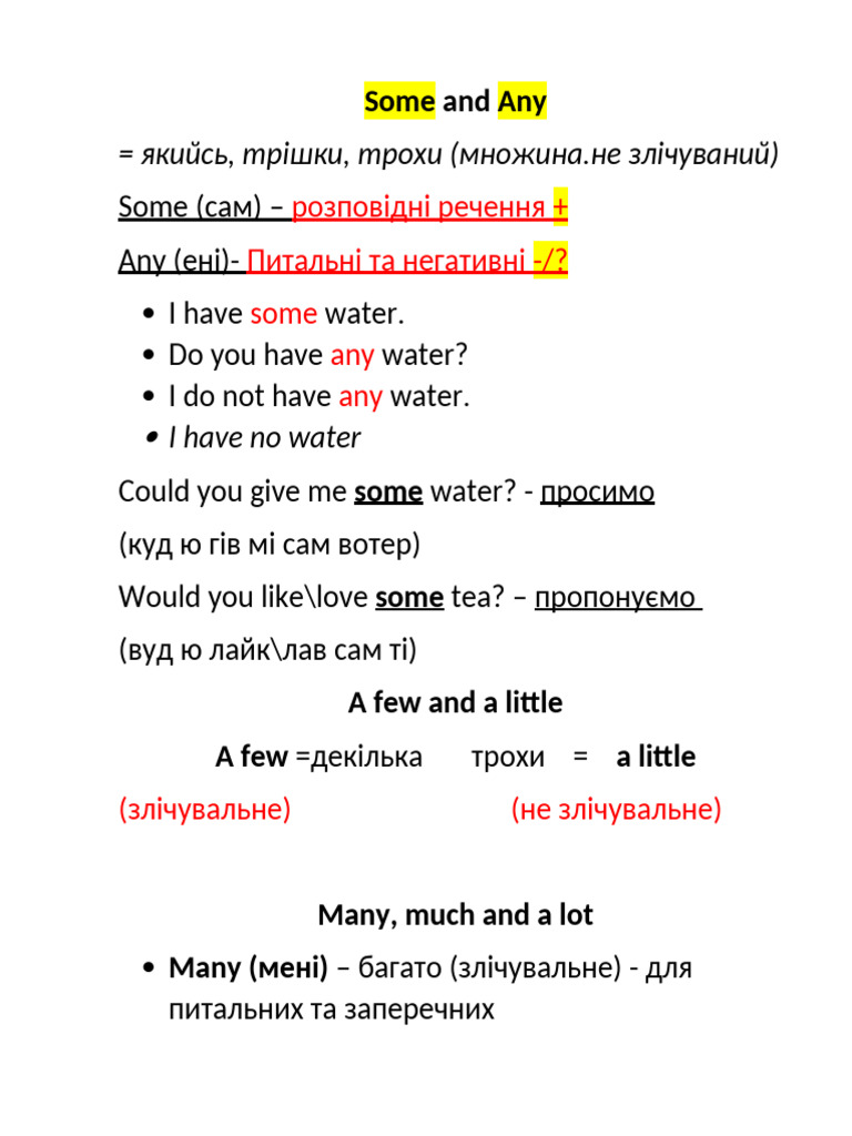 Some and Any | PDF