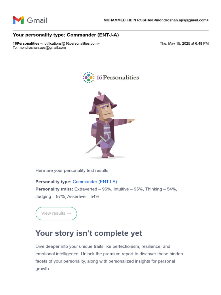 Gmail - Your Personality Type - Commander (ENTJ-A) | PDF | Psychology ...