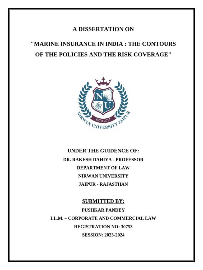 Marine Insurance in India Dissertation | PDF