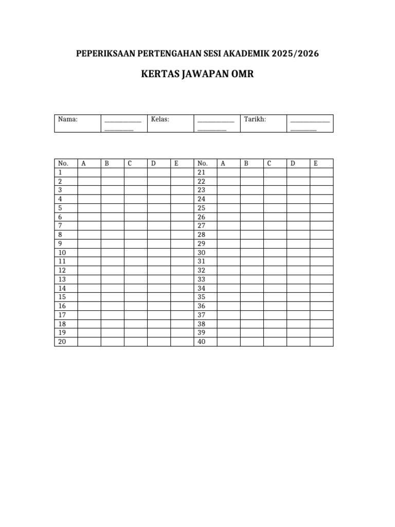 Kertas_Jawapan_OMR_Updated | PDF