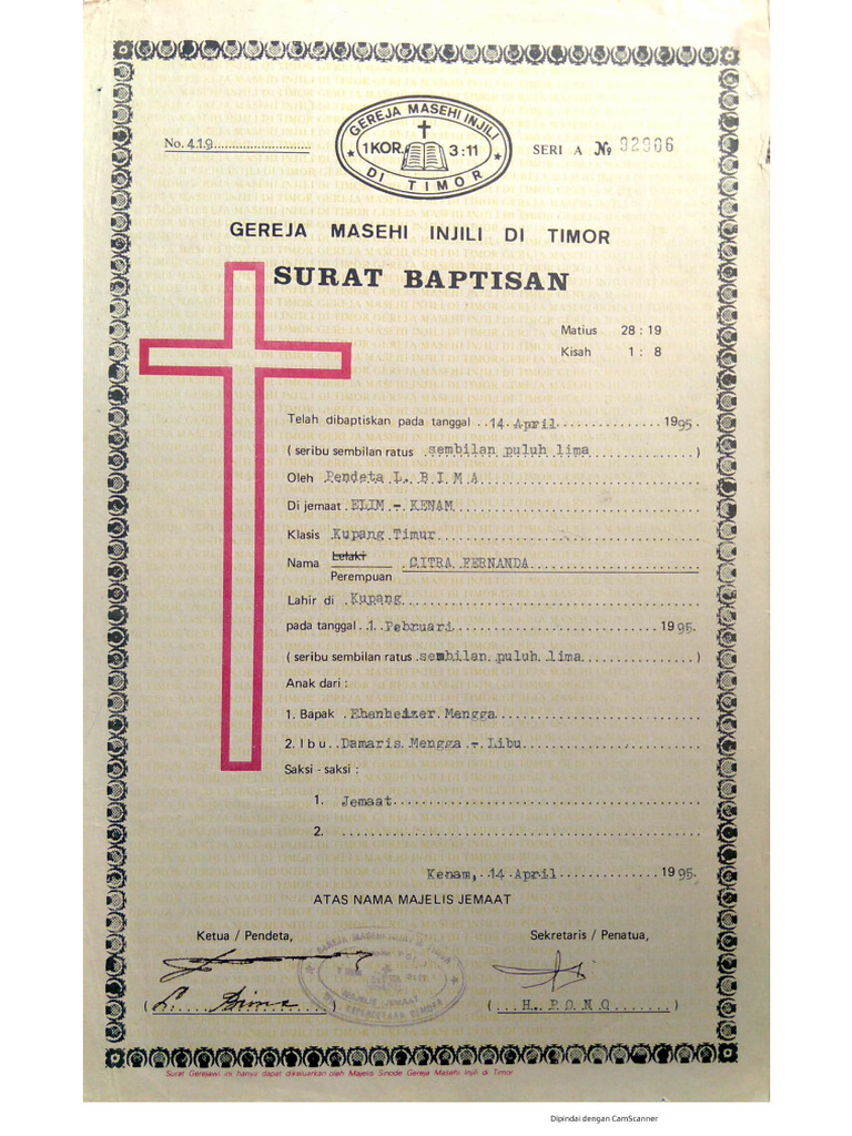 Surat Baptis Citra | PDF