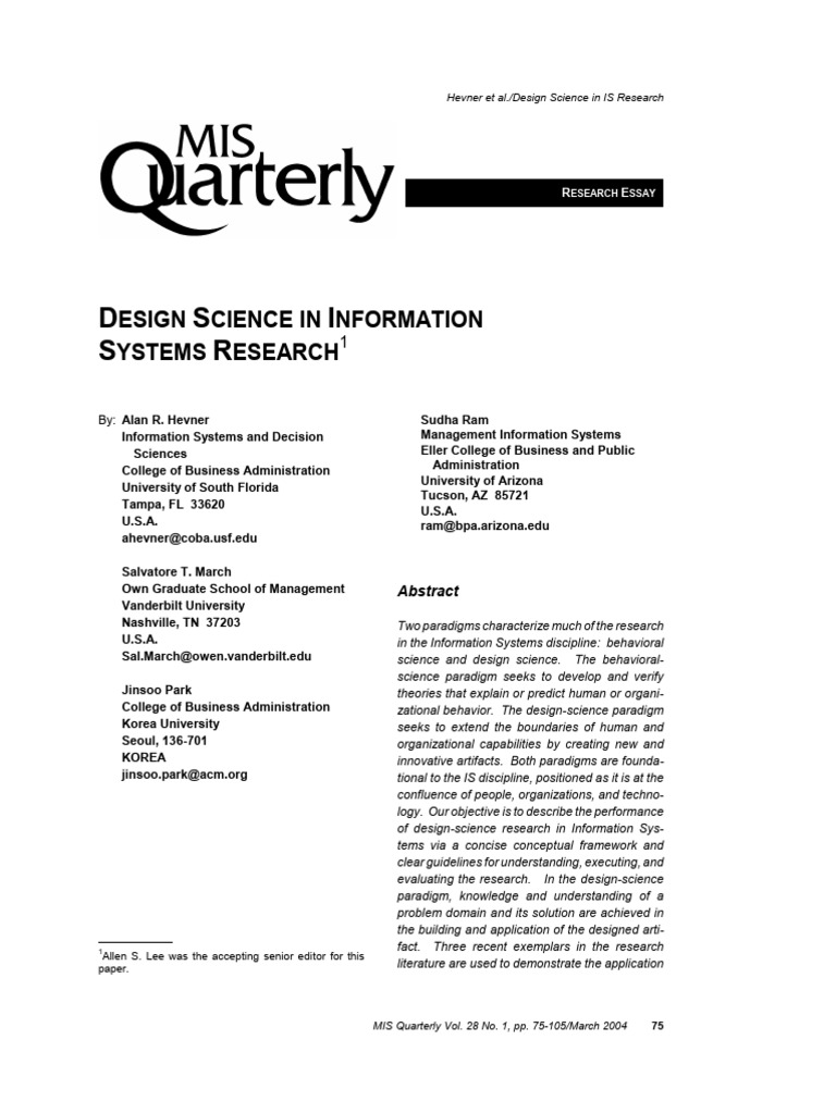 Design Science in IS Research-Hevner-2004 | PDF