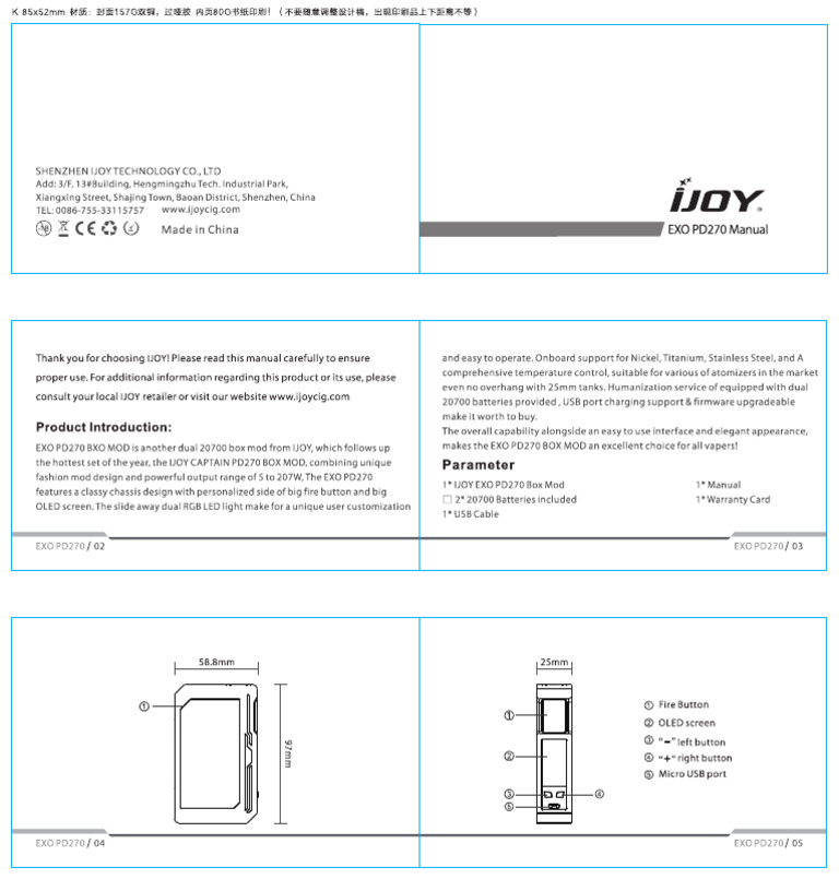 IJOY EXO PD270 Manual | PDF