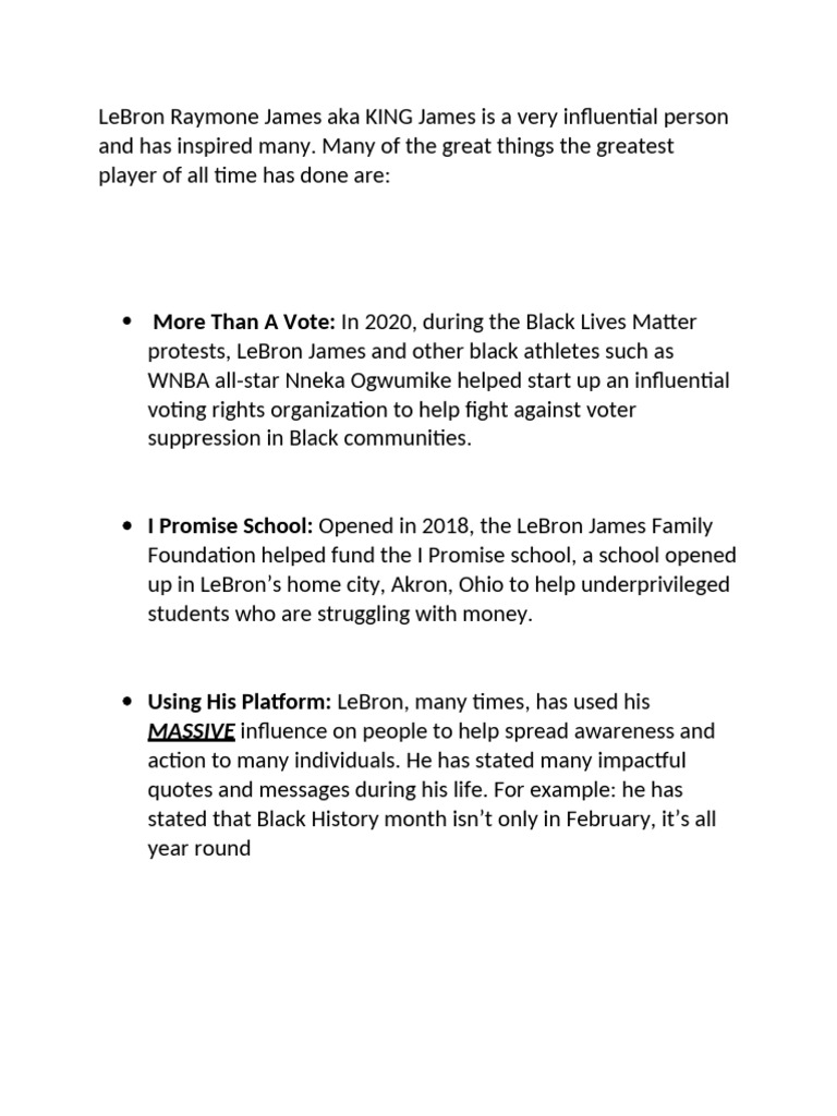 LeBron James: Advocacy and Impact | PDF