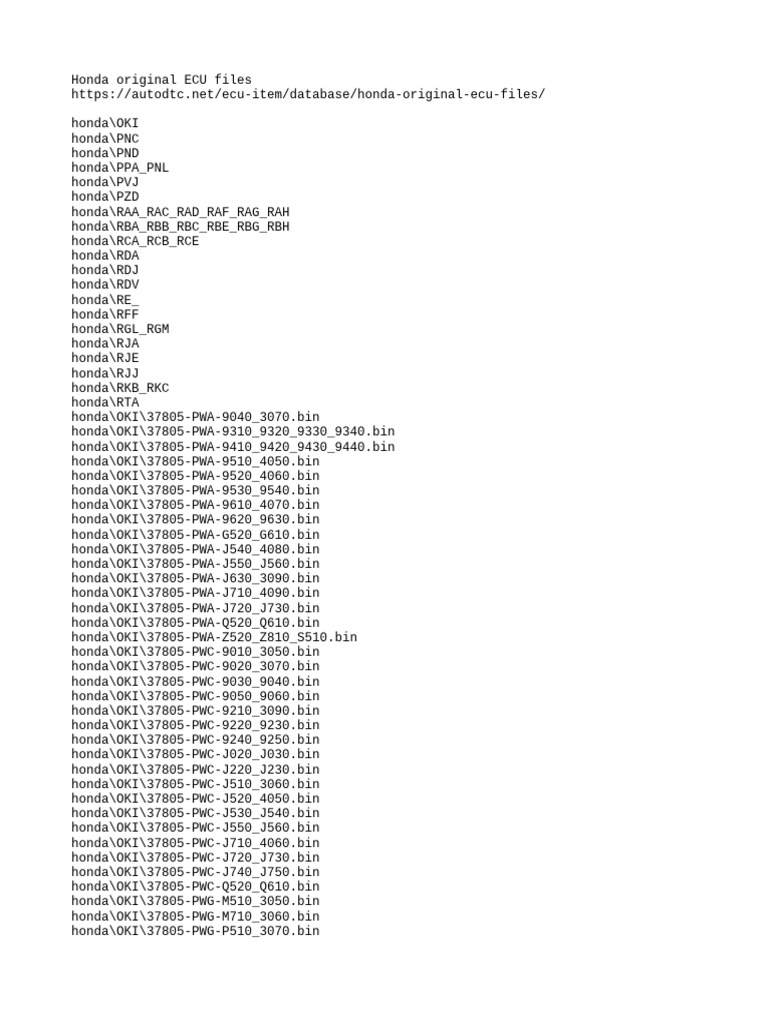 Honda Ori File List 2 | PDF