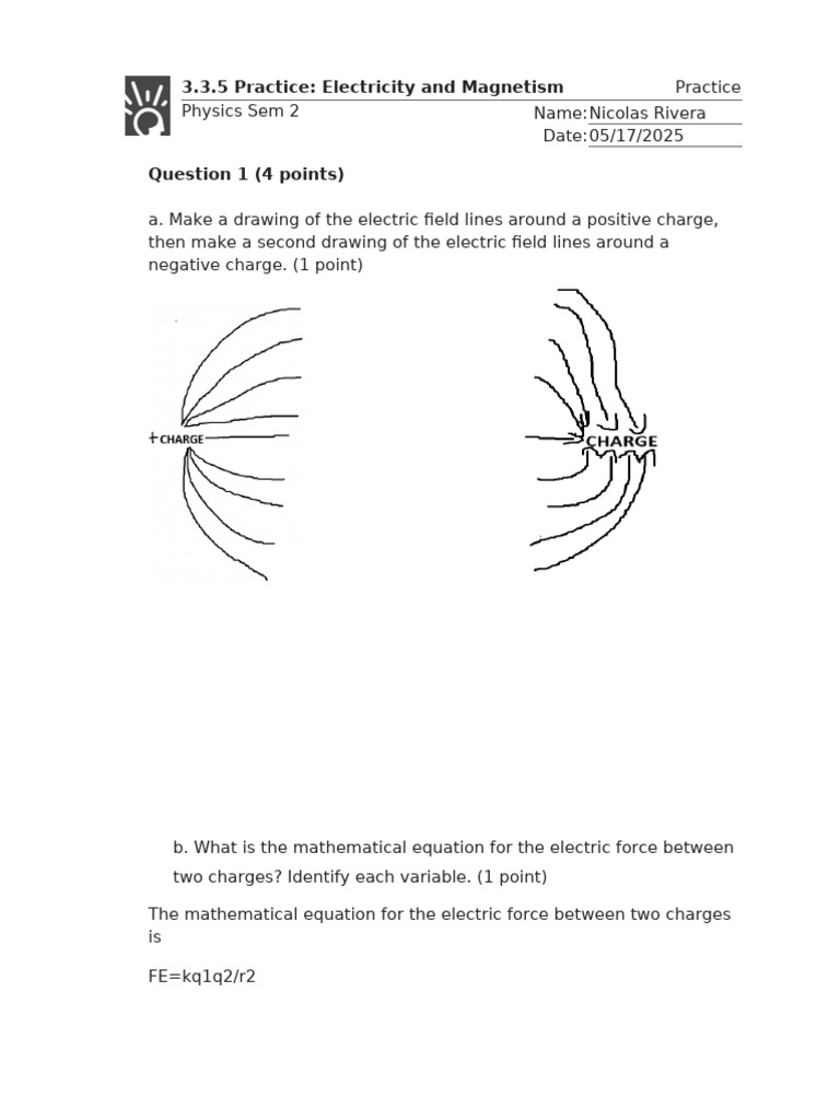 Electricity and Magnetism Practice Guide | PDF | Voltage | Magnetic Field