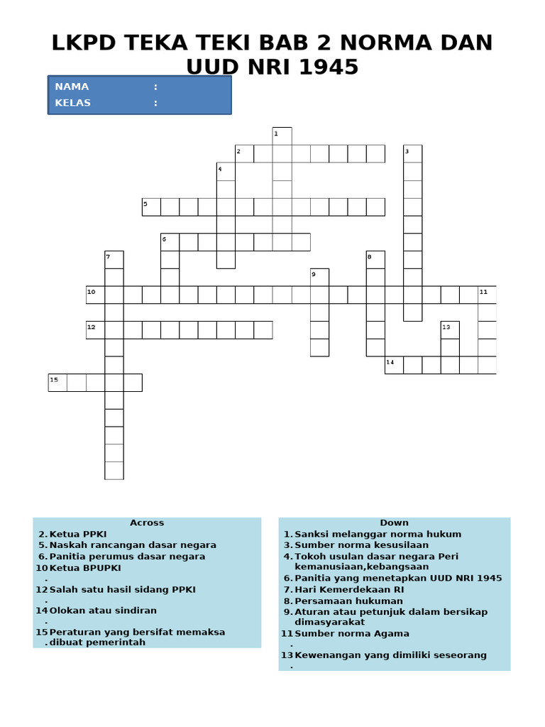 LKPD Teka Teki Bab 2 Kelas 7 | PDF