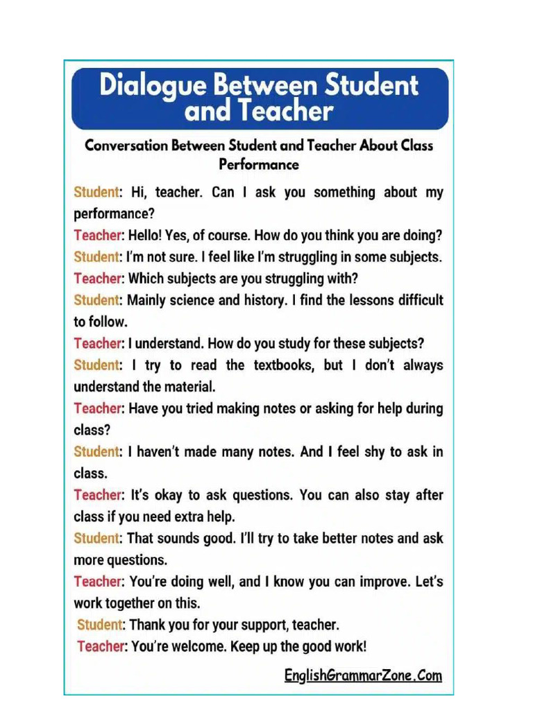 Teacher-Student Dialogue on Performance | PDF | Teachers