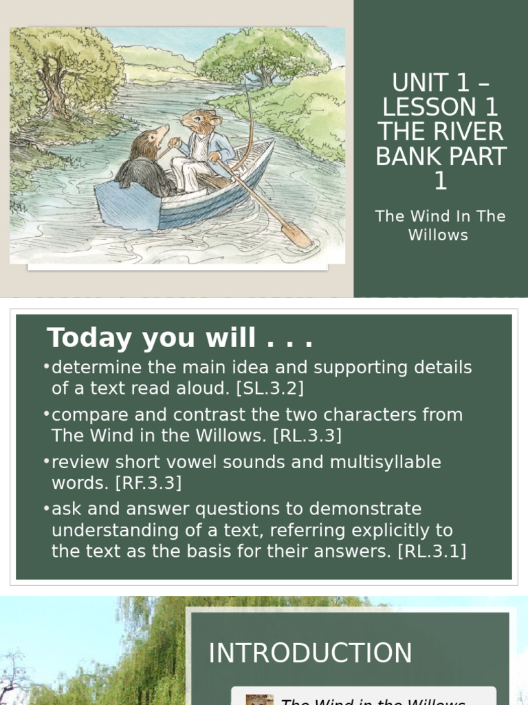 Unit 1 - Lesson 1 The River Bank Part 1: The Wind in The Willows | PDF ...