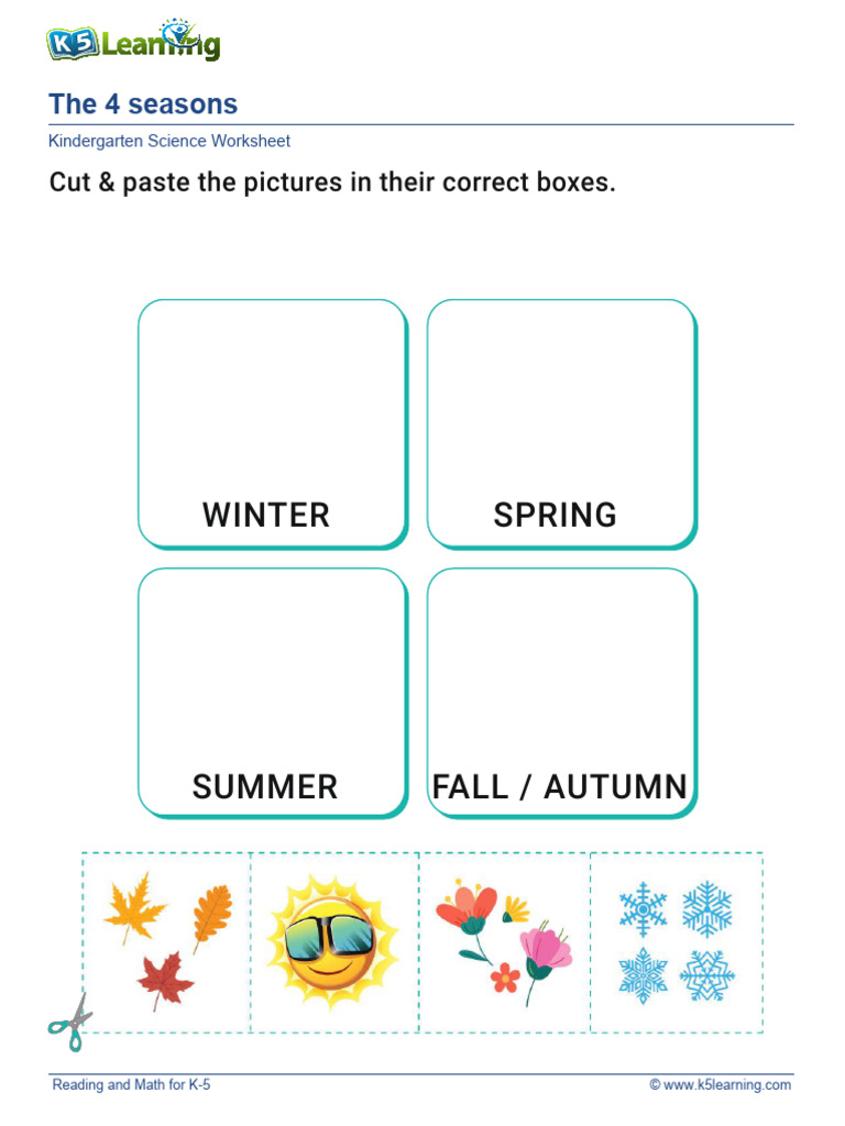 Four Seasons Cut & Paste Worksheet | PDF