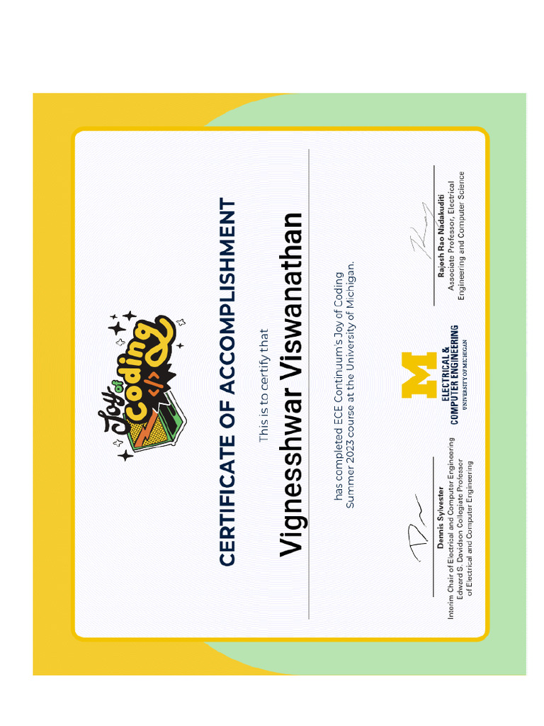 Joy of Coding Certificate | PDF