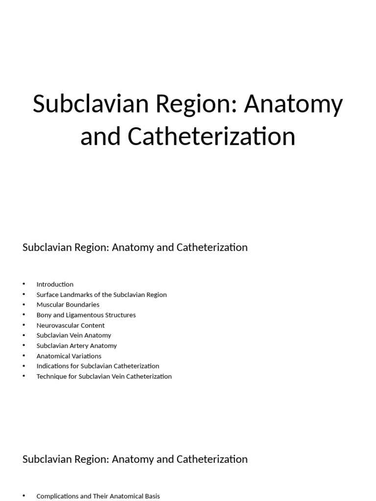 Subclavian Region - Anatomy and Catheterization | PDF | Vein | Catheter
