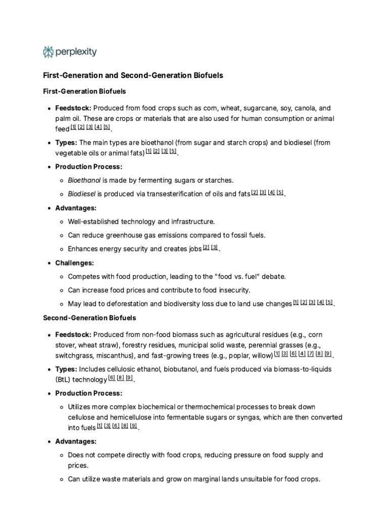 First-Generation and Second-Generation Biofuels | PDF | Biofuel | Algae ...