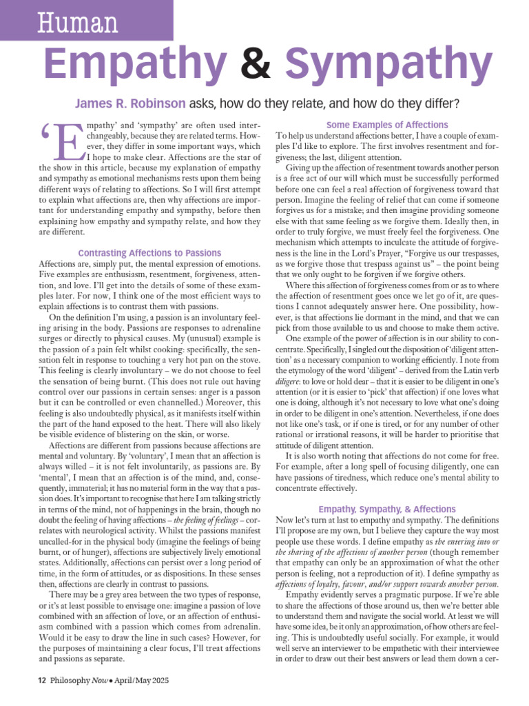 Understanding Empathy and Affections | PDF | Empathy | Forgiveness