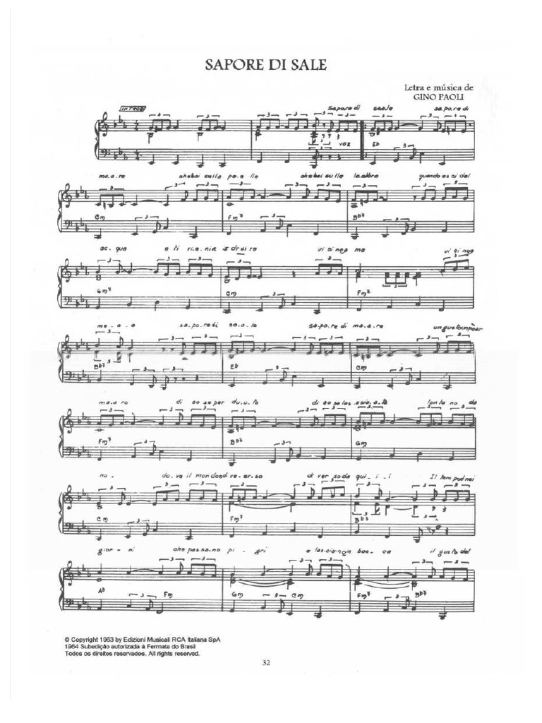 Sapore Di Sale (Vocal Lead Sheet) (Eb Major) | PDF