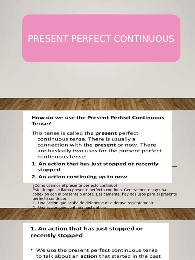 Presente Perfecto Continuo | PDF