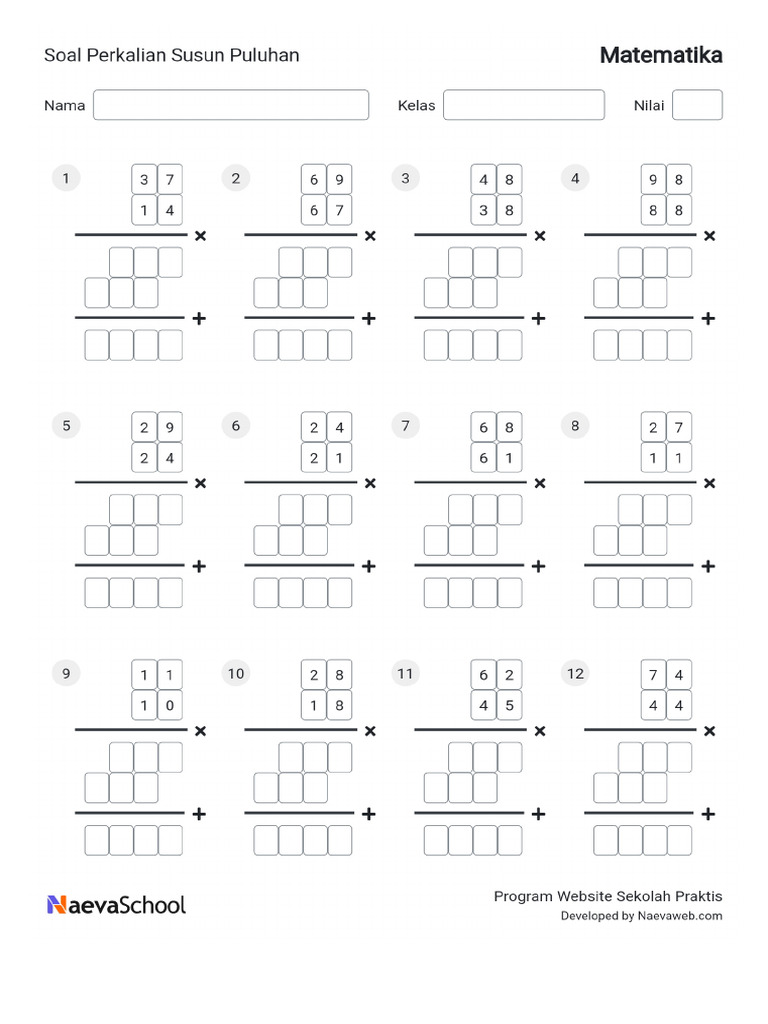 Matematika Perkalian Susun Puluhan | PDF