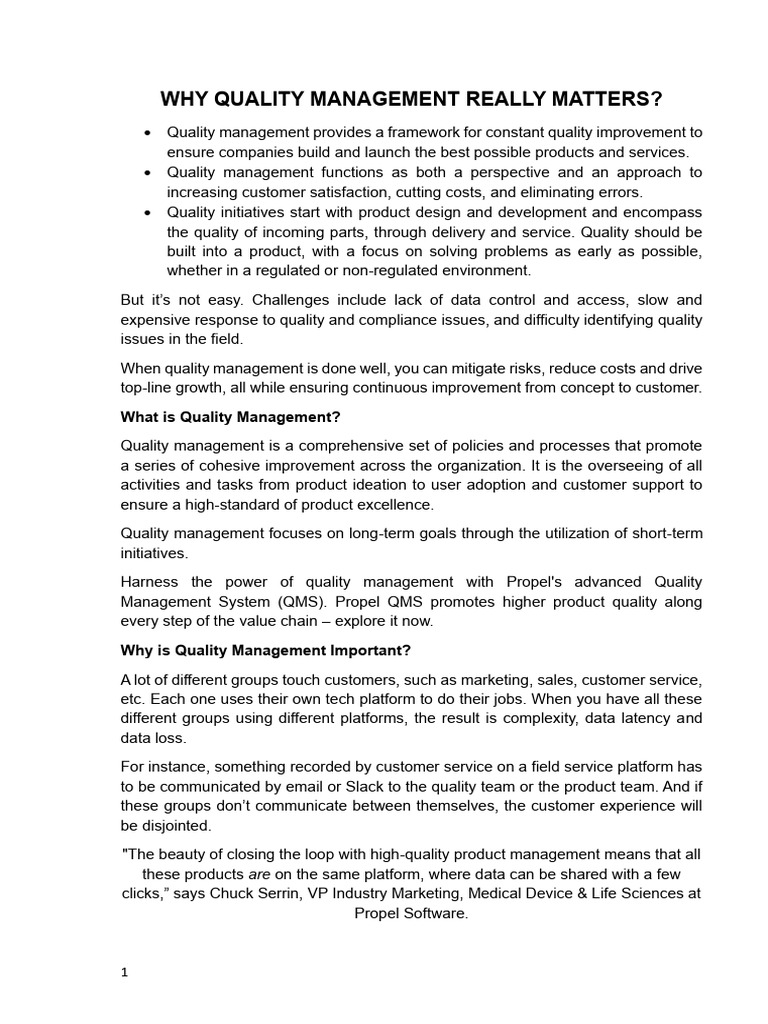 Why Quality Management Really Matters | PDF | Quality Management | Quality (Business)