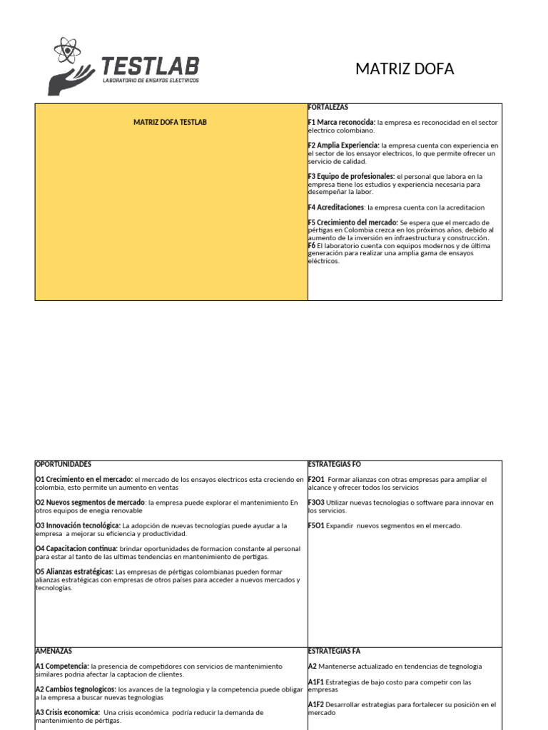 Pe-Mtz-Df-01 Matriz Dofa | PDF | Mercado (economía) | Marketing