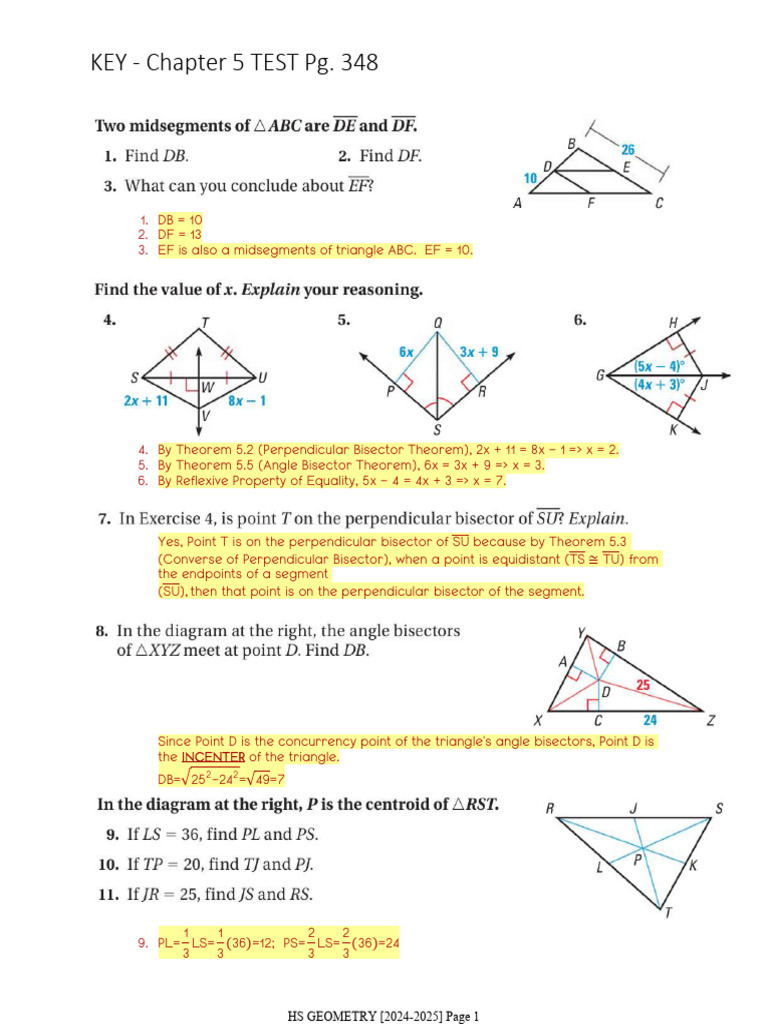 KEY - Chapter 5 Test HW | PDF