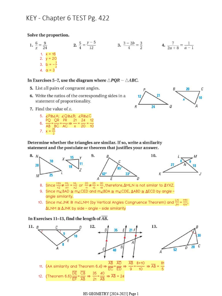 KEY - Chapter 6 Test HW | PDF