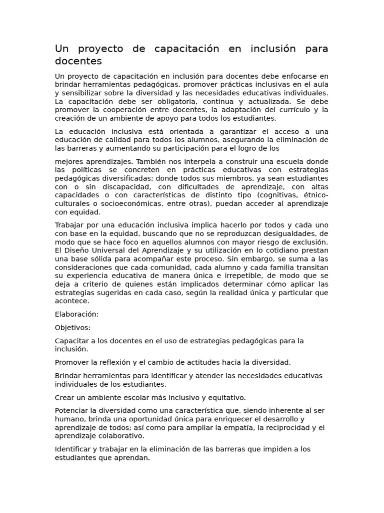 PROYECTO | PDF | Inclusión (Educación) | Enseñando