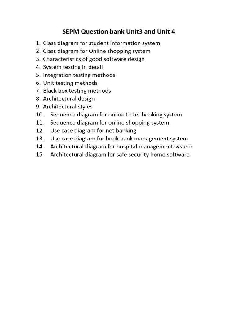 SEPM Question Bank Unit3 and Unit 4 | PDF