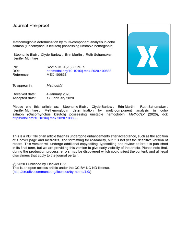 Methemoglobin Determination by Multi-Component Ana | PDF | Hemoglobin | Matrix (Mathematics)