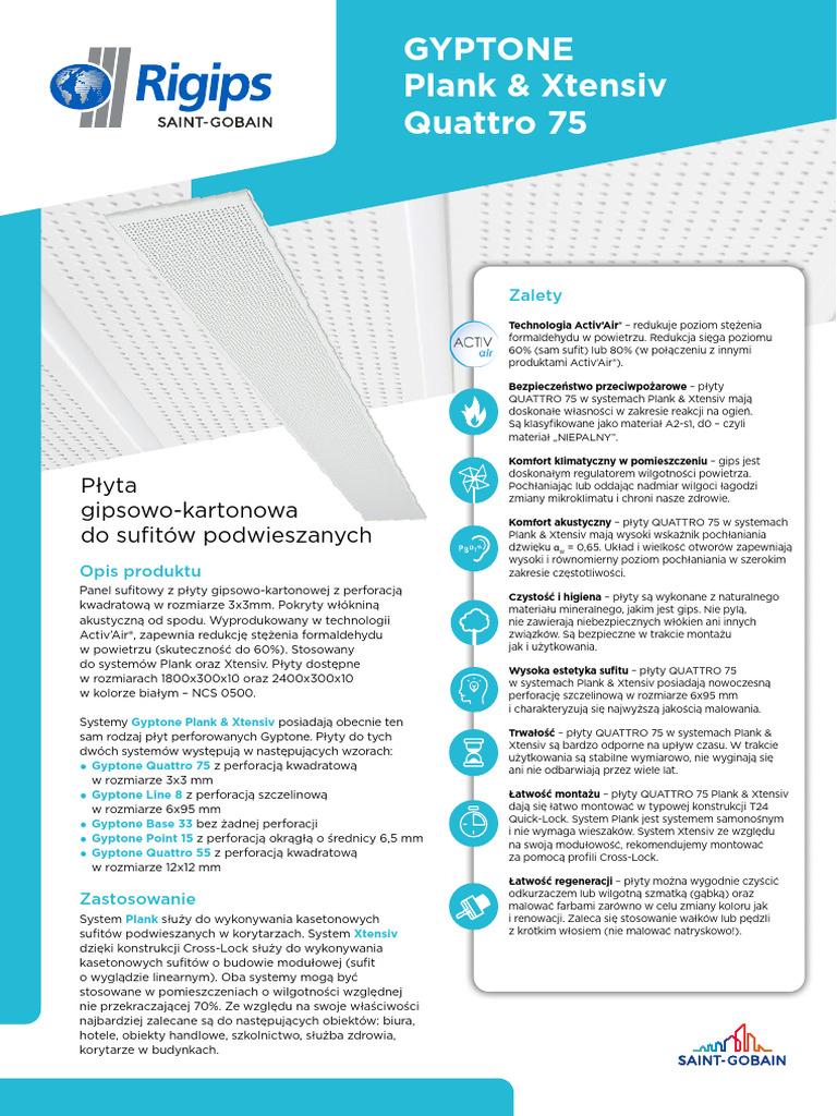 KT GYPTONE PLANK Quattro 75 | PDF