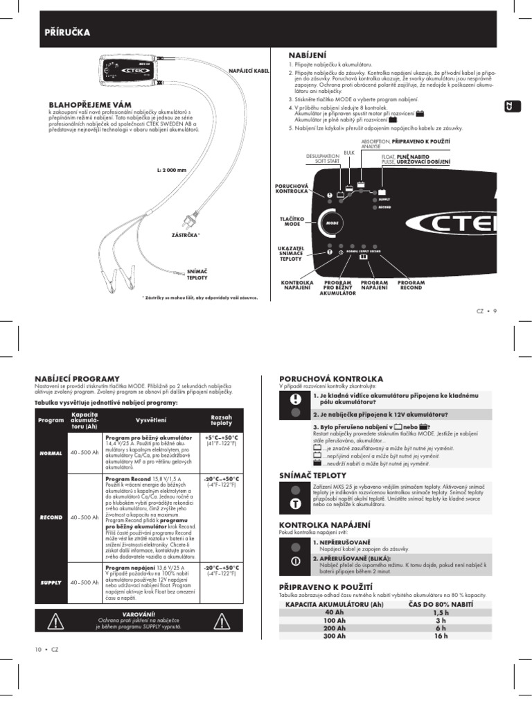 MXS 25 Ctek_Návod | PDF
