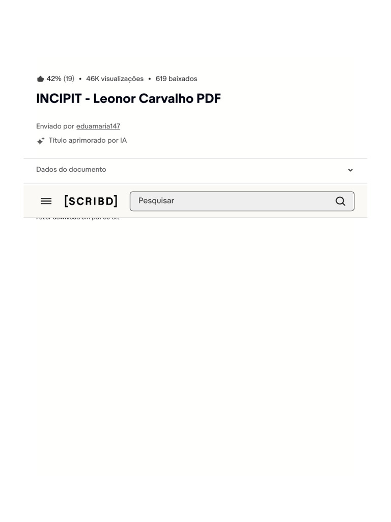 Incipit - Leonor Carvalho PDF - PDF | PDF