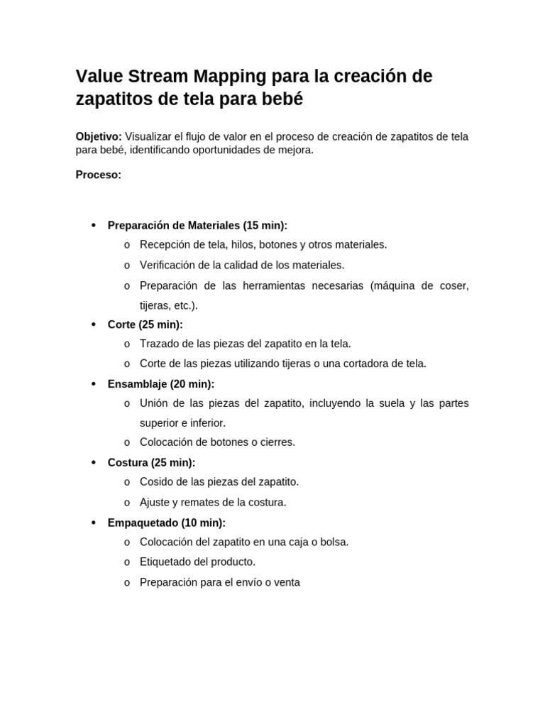 Value Stream Mapping .ZAPATOS | PDF | Sector secundario de la economía