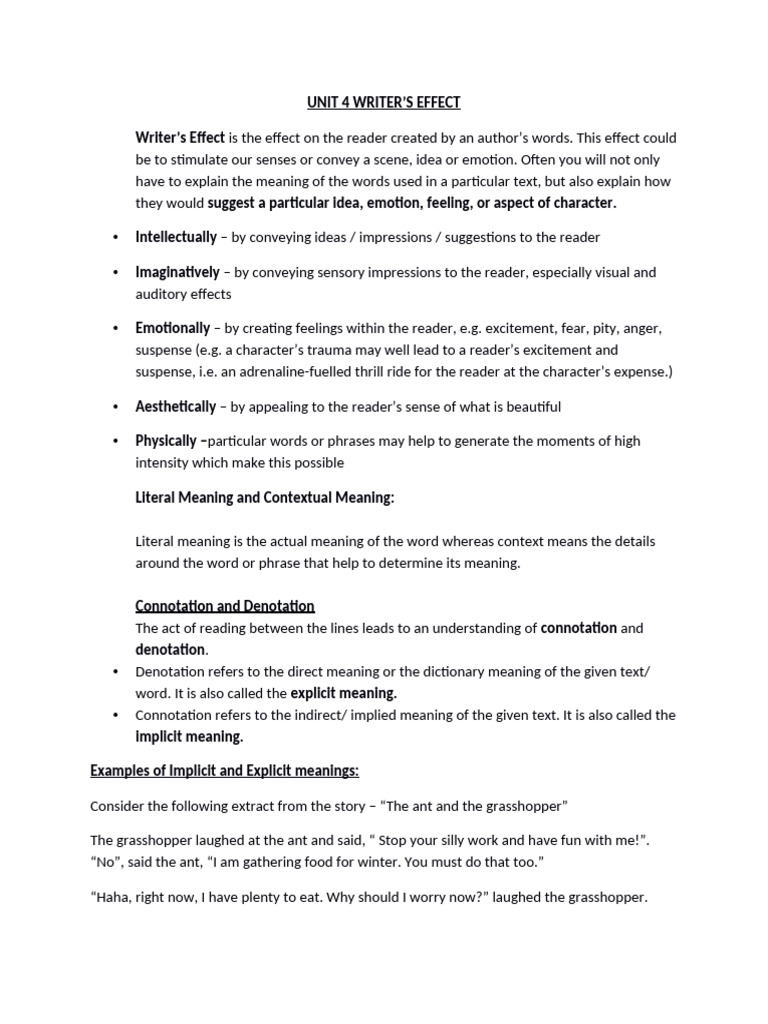 Writer S Effect Notes | PDF | Feeling | Emotions