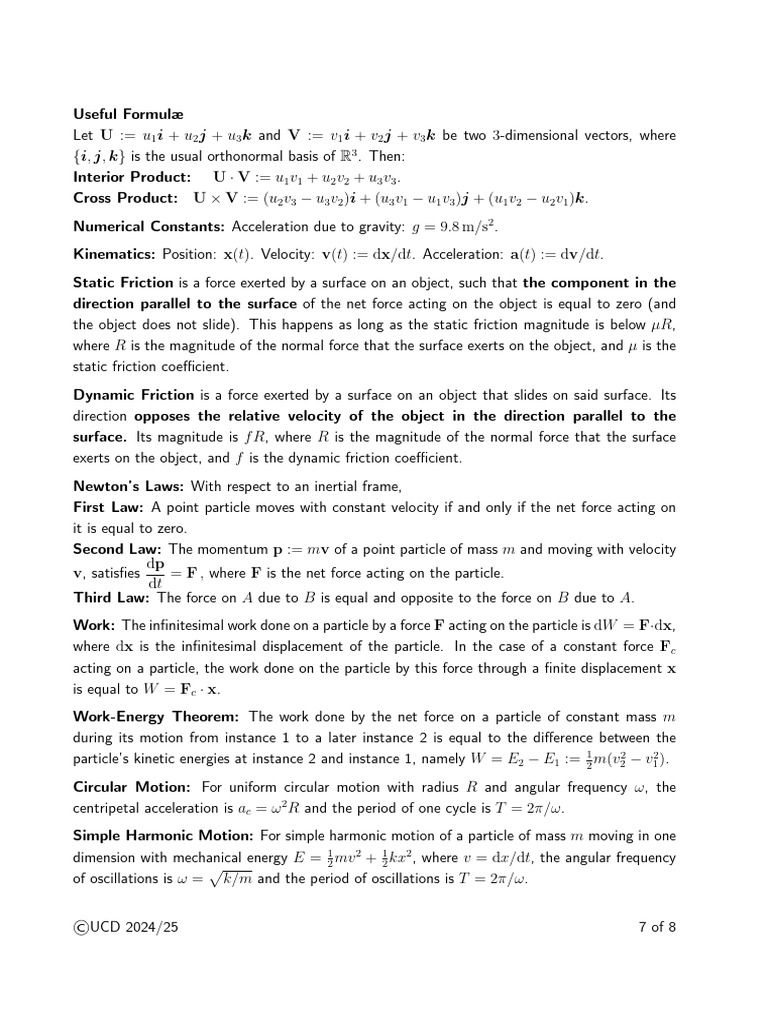 Formulas | PDF | Force | Acceleration