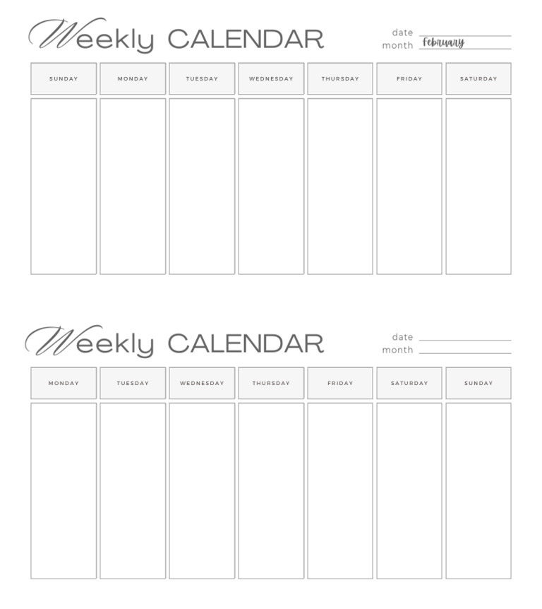 White Grey Minimalist Simple Weekly Calendar - 20250518 - 184743 - 0000 ...