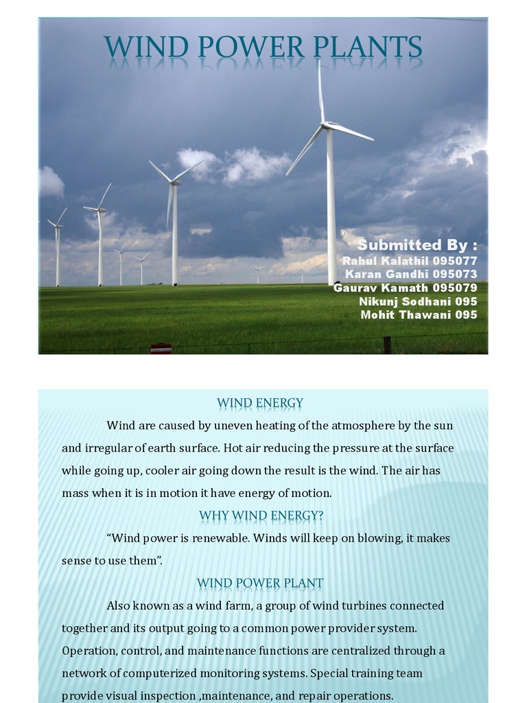 Wind Power Plants: Submitted by | PDF | Wind Power | Wind Turbine