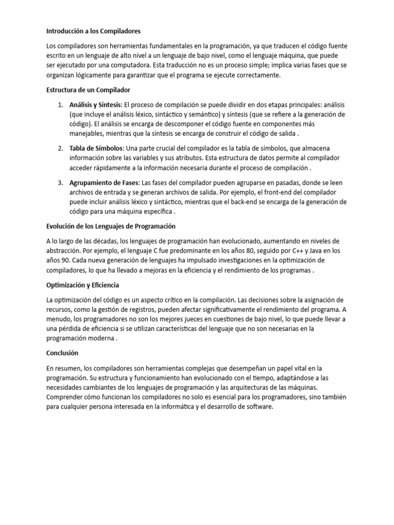 Introducción A Los Compiladores | PDF | Compilador | Lenguaje de ...
