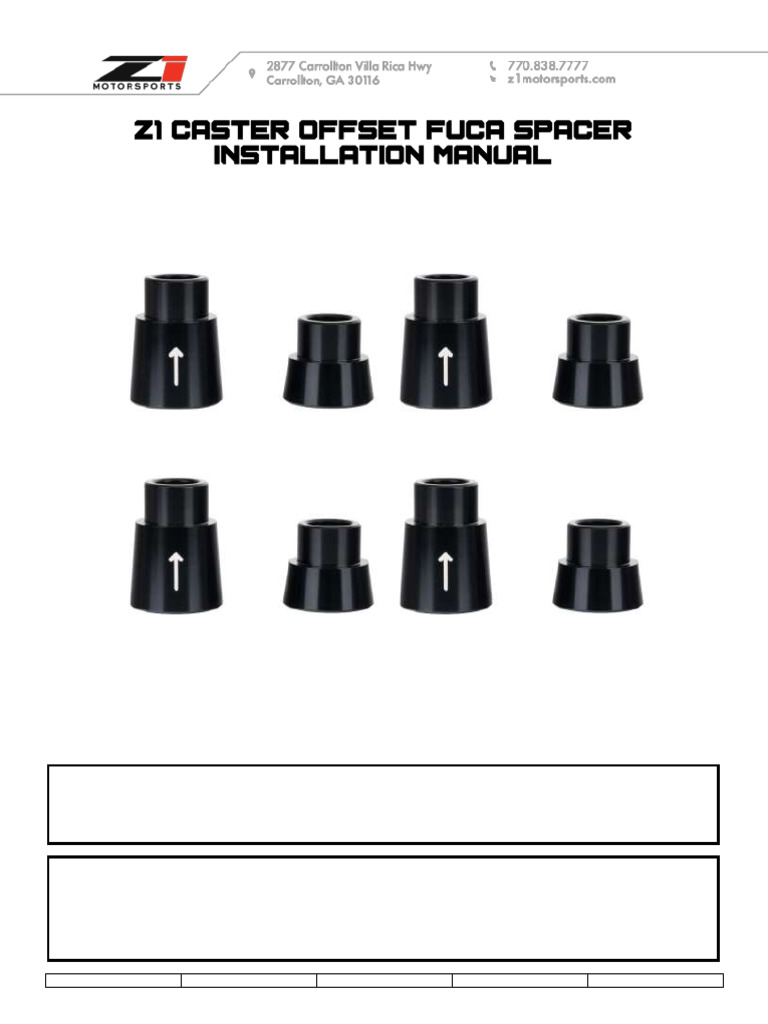 Install Z1 Caster Offset FUCA Spacer | PDF | Land Vehicles | Automotive ...