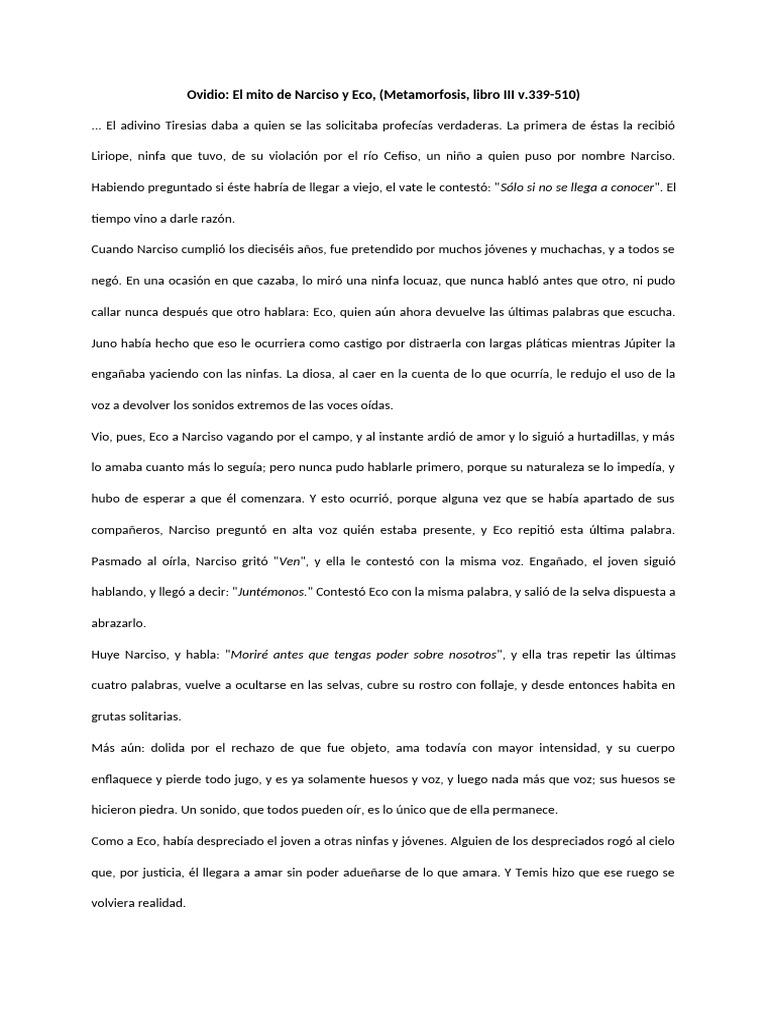Dibujo fácil de Eco y Narciso | PDF