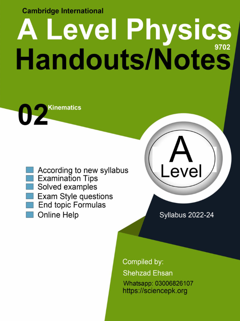 02 9702 As Handouts Topic Kinematics | PDF