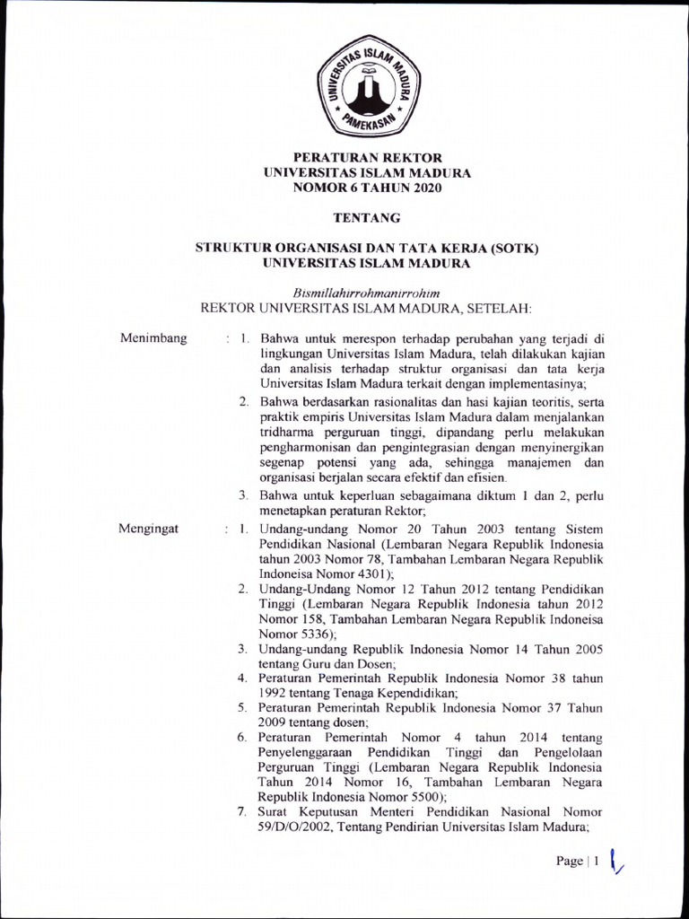 Peraturan SOTK | PDF