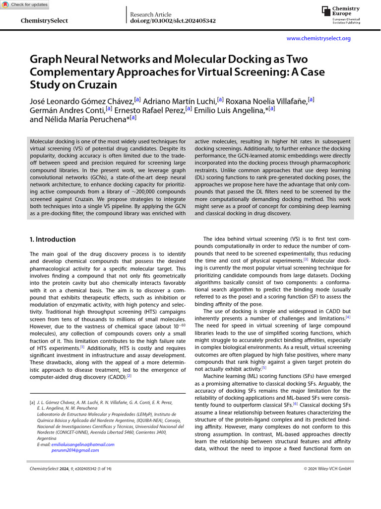 ChemistrySelect - 2024 - Gómez Chávez - Graph Neural Networks and ...