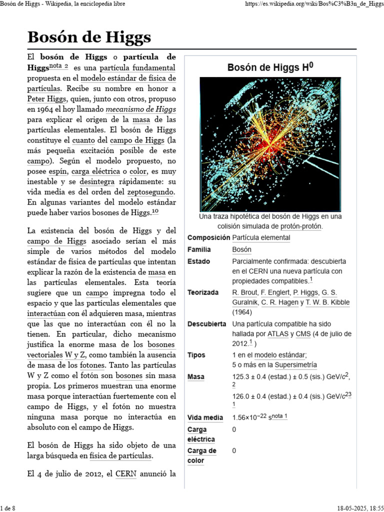 Bosón de Higgs | PDF | Bosón de Higgs | Gran Colisionador de Hadrones