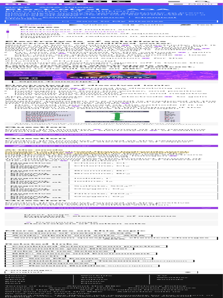 Electrolysis of Solutions - Electrolysis - AQA - GCSE Combined Science ...