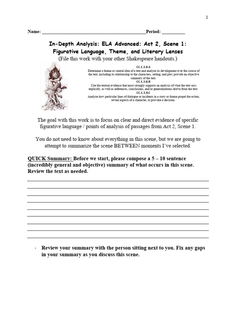 Act 2 Scene 1 MND Advanced Class Detailed Analysis | PDF | Question