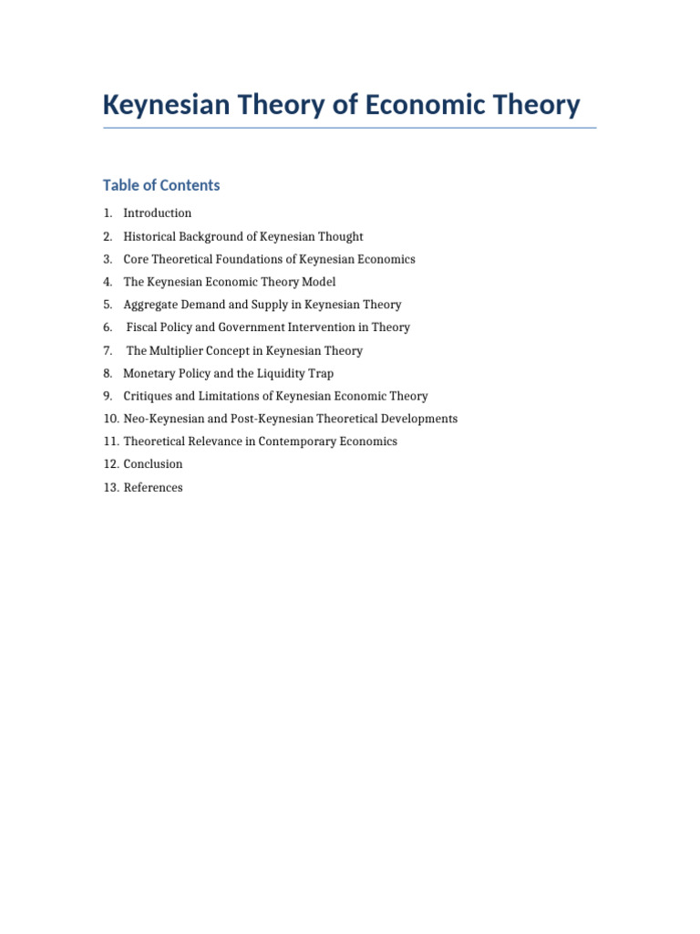 Keynesian Theory of Economic Theory | PDF | Keynesian Economics ...