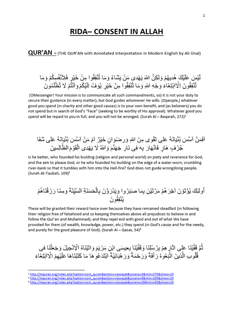 Consent of Allah Rida | PDF | Sufism | Quran