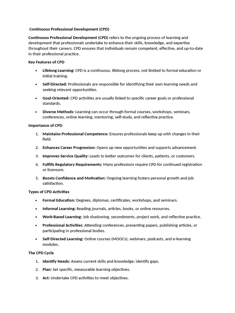 Continuous Professional Development | PDF | Professional Development ...