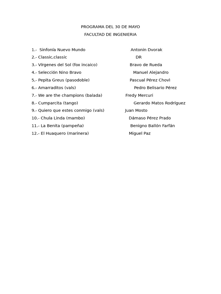 Programa Del 30 de Mayo | PDF